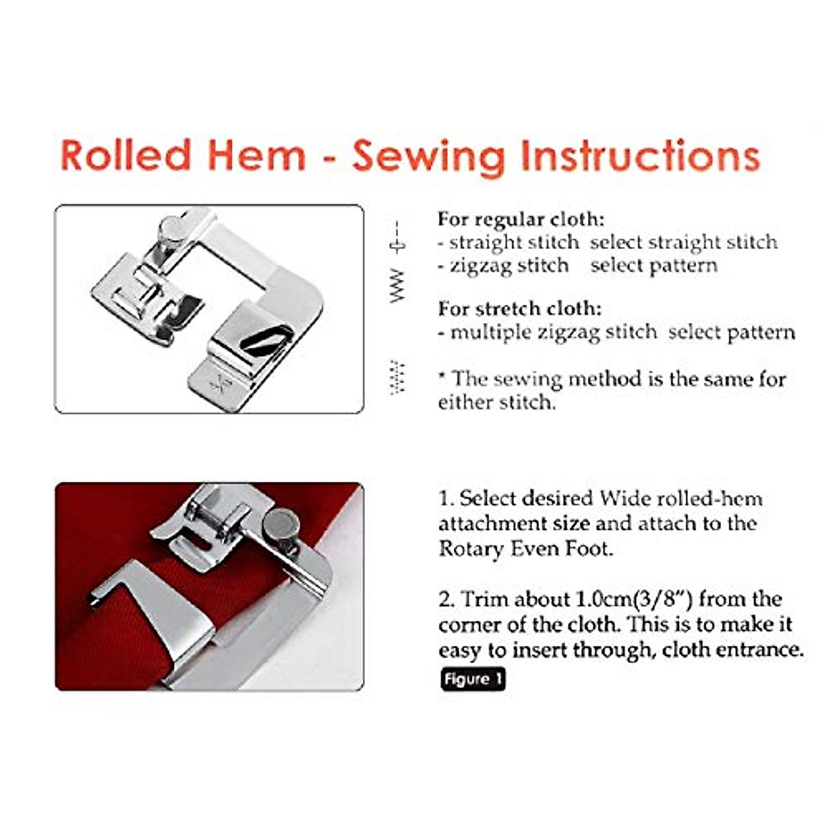 3 Sizes Wide Rolled Hem Pressure Foot Sewing Machine Presser Foot Hemmer Foot Set (1/2 Inch, 3/4 Inch, 1 Inch) for Singer, Brother, Janome and Other Low Shank Sewing Machines