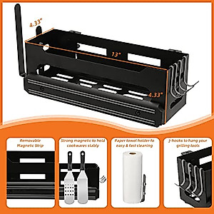 Griddle Caddy for Blackstone 28"/36" Griddles, Grill Accessories Space Saving, Stainless Steel Grill Caddy BBQ Accessories Organizer Storage with Magnetic Tool Holder & Paper Towel Holder