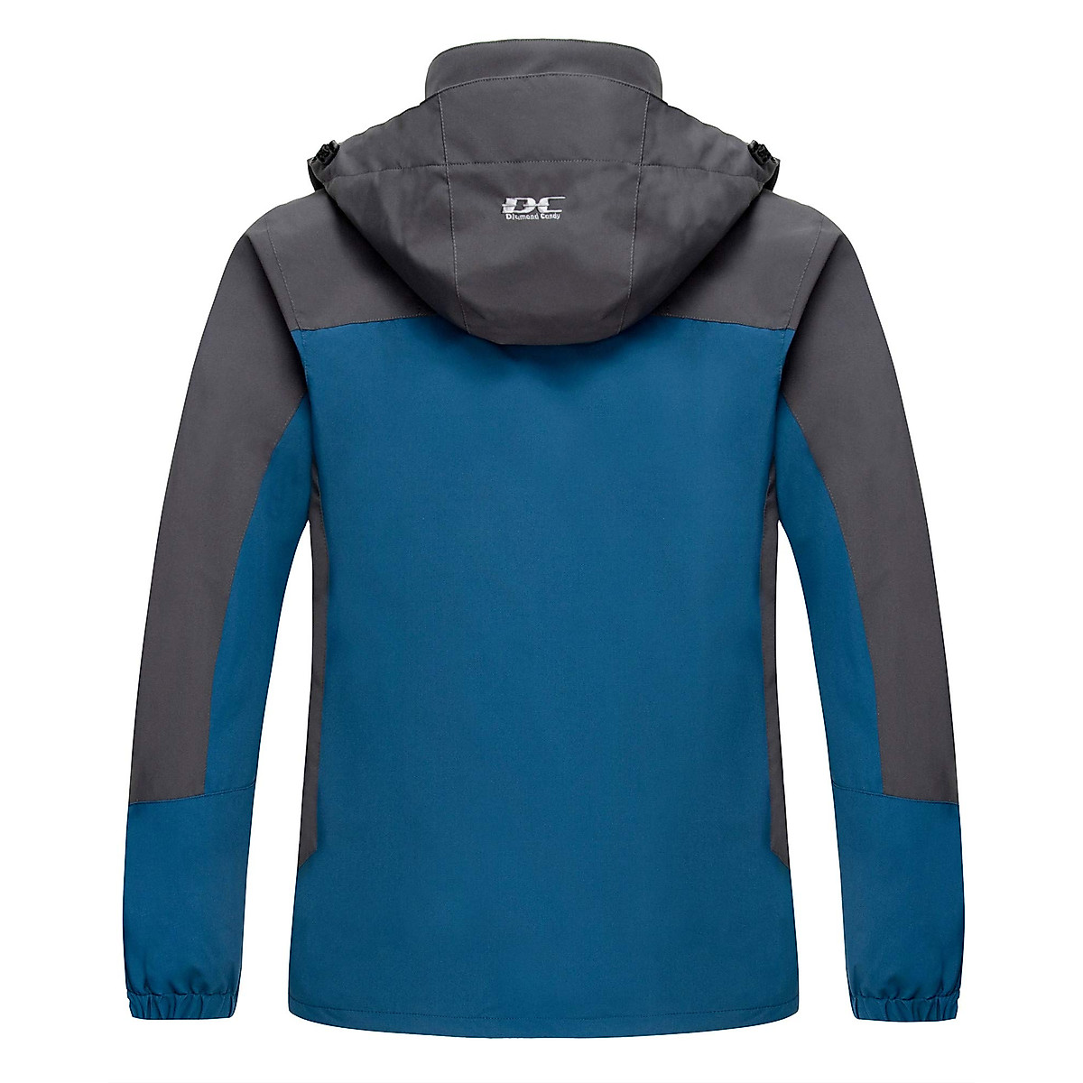 Men Casual Hooded Rain Jacket-Diamond Candy lightweight Waterproof Softshell Raincoat Outdoor Sportswear, Dark Blue, XL