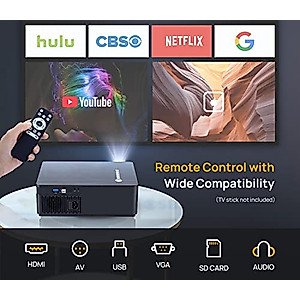 UUO 4K Projector,Native 1080P Projector for Outdoor Home,Movie Projector Support 4K HD Video ±50° Digital Keystone & 300’’ Projection Area,Compatible with TV Stick,Laptop,PS5,X-Box,iOS Android