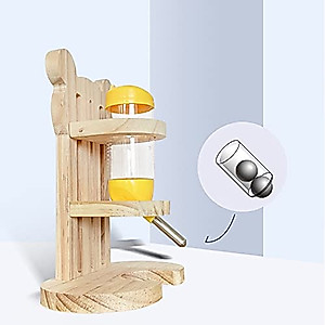 Water Bottle with Anti-Tipple Wood Holder 80ml Small Pet Auto Water Dispenser for Gerbil Cage Water Bottle with Stand for Guinea Pigs Small Pets Hamster Rodents