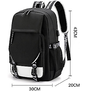 jupkem Jupkem Anime hanma baki Backpack Bag USB with Charging Port Student School Bag Laptop Cosplay for Boys Girls (black)