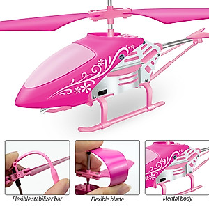 Remote Control Helicopter for Kids| Toys for Ages 5-7 8-10| Rc Helicopter Toys w/t LED Lights, 3.5 Channel, Gyro Stabilizer, Altitude Hold, 2.4GHz Helicopter Toys for Beginner Boys Girls Indoor- Pink