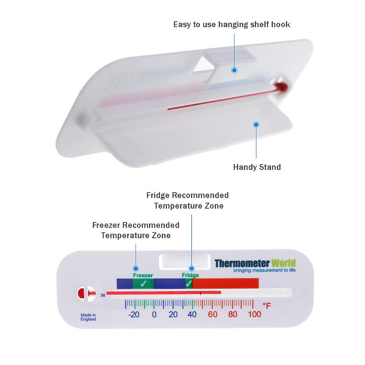 Twin Pack Refrigerator Thermometer 2 Pack for Fridge Freezer Chiller Cooler Temperature Gauge