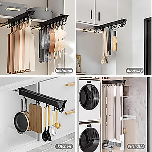 RAJYQODIS Pull Out Broom Holder, Multifunctional Slide Broom And Mop Organizer/storage, Hanging Garage Storage Rack For Kitchen/Closet/Home/Cupboard/Wardrobe (Size : 46cm/18.11inch)