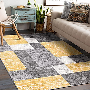 Rugshop Oslo Modern Geometric Boxes Area Rug 7'10" x 10' Yellow