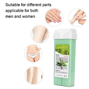 Roll-On Wax Cartridge for Hair Removal 100g Roller Depilatory Wax for Body Legs Arms Armpit Bikini Hair Removal Professional or Home Uses(Tea Tree)