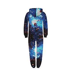 TENMET Kids Galaxy Zip Onepiece Jumpsuits Hooded Romper with Pockets Onesie for Boys 9-14 Years
