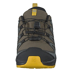 Salomon Kid's XA PRO V8 CLIMASALOMON Waterproof Trail Running Shoes, Olive Night/Black/Sulphur, 5 Big Kid