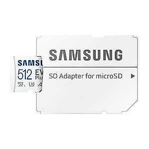 SAMSUNG EVO Plus w/ SD Adaptor 512GB Micro SDXC, Up-to 130MB/s, Expanded Storage for Gaming Devices, Android Tablets and Smart Phones, Memory Card, MB-MC512KA/AM, 2021