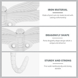 Zerodeko 1 Set Dragonfly Hook Decor Animal Coat Hangers Retro Keychain Metal Clothing Rack Heavy Duty Hook Wall Mounted Hanger Home Wall Hook Key Hanging Hook Aisle White Delicate