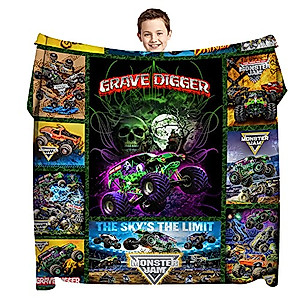 Drince LWBMEF Truck Blanket Cartoon Throw Blankets 50x40 Inch Anti-Pilling Flannel Soft Cozy Fleece for Sofa Bed Decor Boys Adults Birthday Gifts, Full