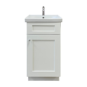 DISAR Free Standing Single Sink White Bathroom Vanity with Ceramic Counter Top - Soft Close Doors, Modern Small Bath Cabinet - Bathroom Vanities with Sink Combo - No Assembly Needed, 19.63'' inch