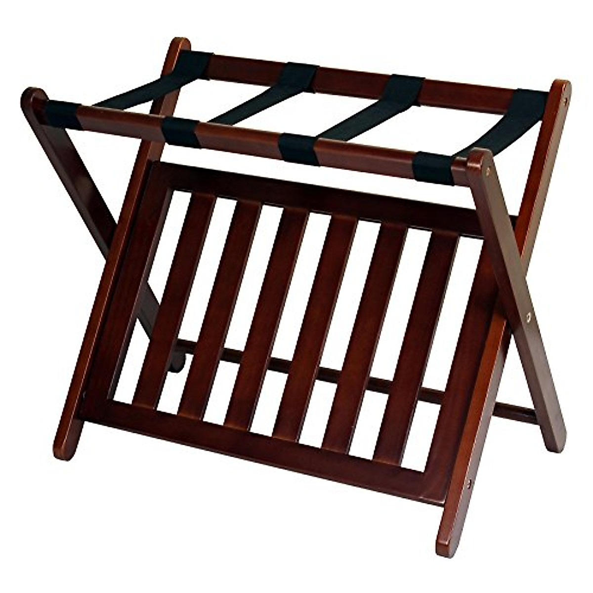 Casual Home Luggage Rack, Walnut, Solid Wood