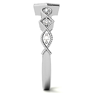 Excellent Round Brilliant Cut 0.16 Carat, Moissanite Diamond Promise Band, Prong Set, Eternity Sterling Silver Band, Valentine's Day Jewelry Gift for Her, Customized Band (4.5)