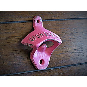 Vintage Style Bottle Opener, Cast Iron Wall Mounted, Hot Pink or Pick from over 40 Colors, Bar Accessory, Gift for Him