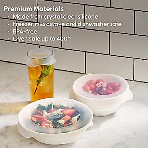 W&P Reusable Silicone Stretch Lid, Set of 6 Circular Lids, Dishwasher Safe, Freezer Safe, LFGB/Premium Materials, Microwave Safe, Clear