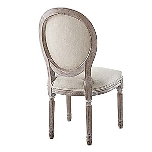Modway Arise French Vintage Tufted Upholstered Fabric Dining Side Chair in Beige