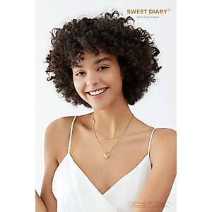 SWEET DIARY Gold Heart Necklaces for Women, 18K Gold Plated Layered Necklace, Handmade Diamond Heart Pendant Necklace Chain Gold Necklaces Gift for Women Necklace Jewelry