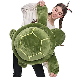 DOLDOA 33" Soft Big Sea Turtle Stuffed Animal, Turtle Plush Pillow for Birthday, Valentine, Christmas, Sea Turtle Toys for Kids, Girlfriend