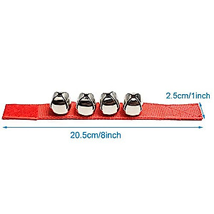 Coolrunner 2pcs/4pcs Band Wrist Bells Christmas Musical Tambourine Wrist Shaking Jingle Bells Percussion Orchestra Rattles (Red)