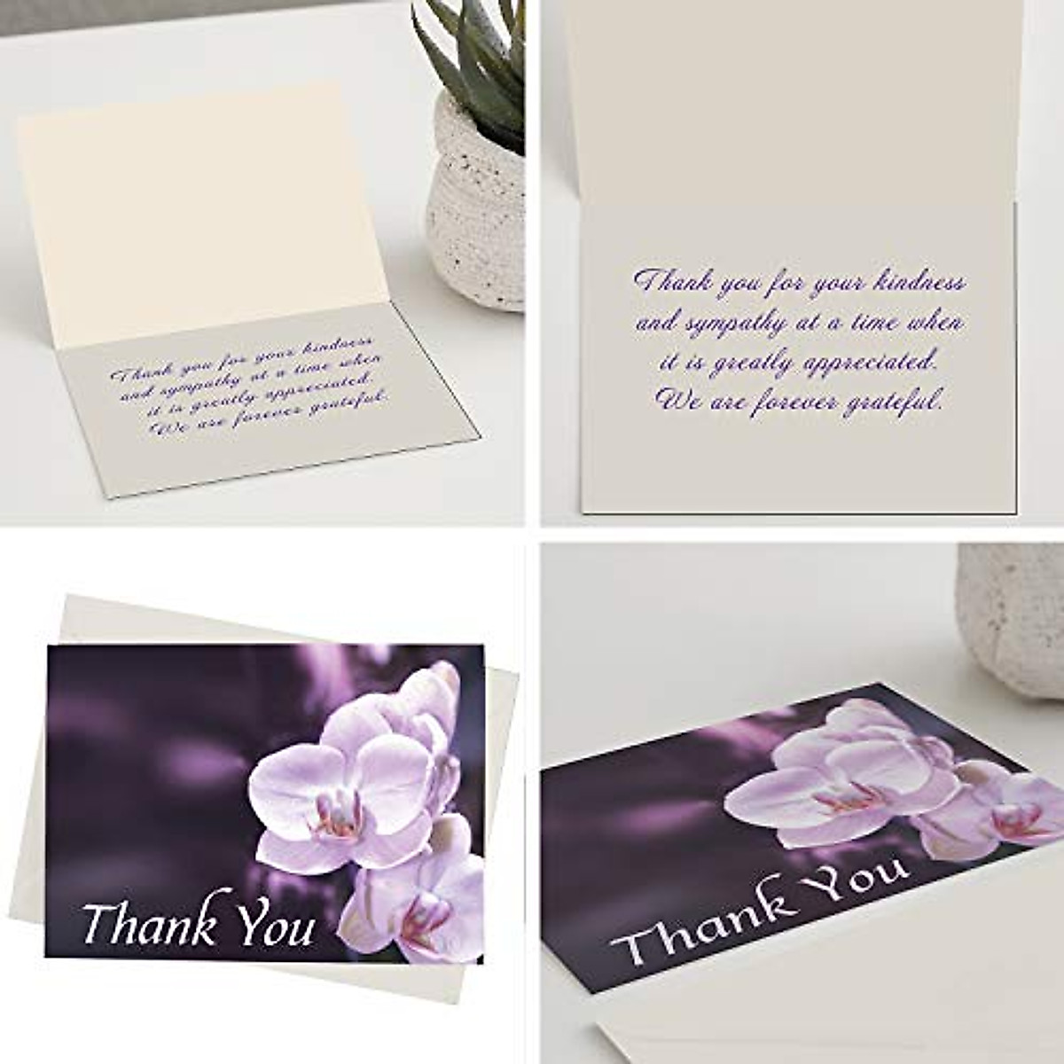 Assortment Variety Funeral Thank You Cards Sympathy Bereavement With Envelopes - Message Inside (50, Variety)