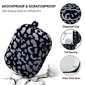 KOUJAON AirPods Pro Case Cover Soft Silicone Protective Skin with Keychain Cute Printed AirPods Pro Wireless Charging Case 2019 Full-Body Shockproof Shell for Women Men (Grey Cheetah)