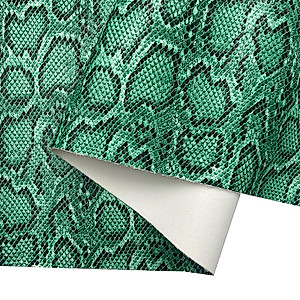 12"x54" Snake Patterned PU Faux Leather,Embossed Snake Textured Faux Synthetic Leather Fabric for Home Decoration DIY Sewing Clothes Project Bows Earrings Making Craft Green