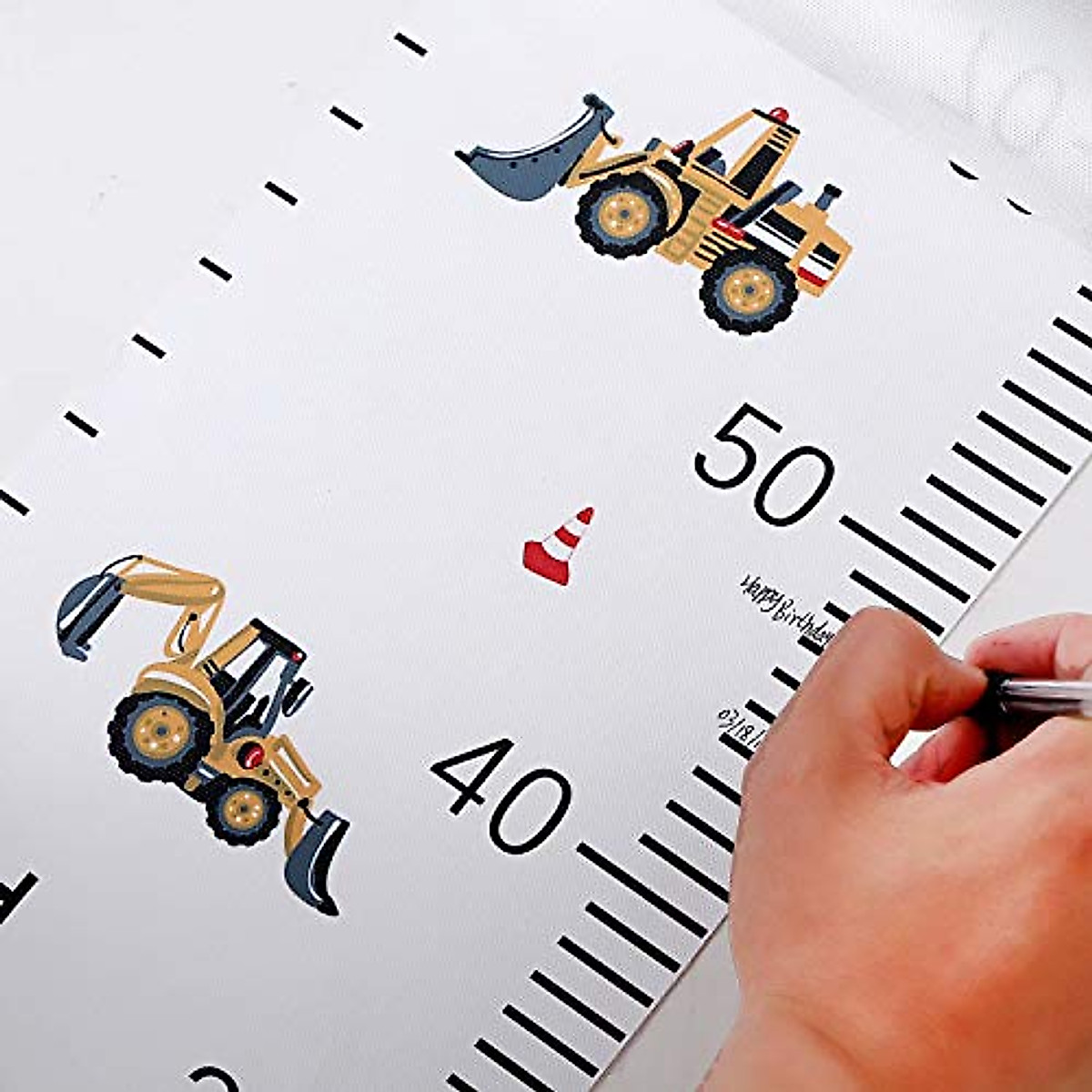 Smlper Growth Chart for Kids,Child Height Chart Ruler for Wall,Wood Frame Fabric Canvas Height Measurement Ruler for Kids Nursery Room,Removable Wall Decor 79"x7.9"