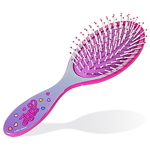 LUV HER Nickelodeon Jojo Siwa Hair Brush & 4 Scrunchies - Girls 9inc Hair Set, Detangling Brush for Thick Curly Thin Wet or Dry Hair - Hair Accessories for Kids Ages 3+