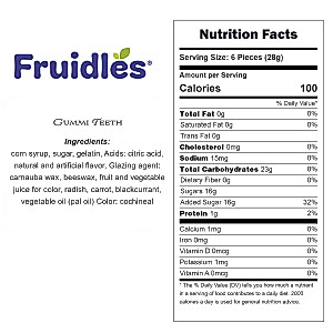 Fruidles Gummi Teeth Candy, Delicious Fruit Flavors Gummies (Half-Pound)