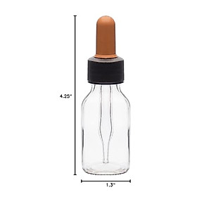 EISCO Dropping Bottle, 30ml (1oz) - Transparent Soda Glass - Screw Cap with Glass Dropper & Rubber Bulb Labs