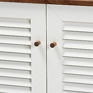 Baxton Studio Coolidge Modern and Contemporary Walnut Finished 8-Shelf Wood Shoe Storage Cabinet