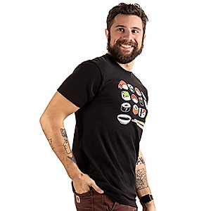 Happy Sushi | Funny, Cute Fun Japanese Food Go Rice Art for Men Women T-Shirt-(Adult,L) Black