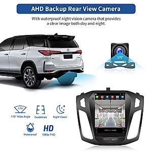 10.4 inches 5GWIFI 4GB+32GB Car Stereo Radio for Ford Focus 2012-2018 Android 13 Car Stereo Radio Upgrade T-Style Head Unit with Carplay/Android Auto with Bluetooth GPS Navigation FM/RDS 48EQ SWC