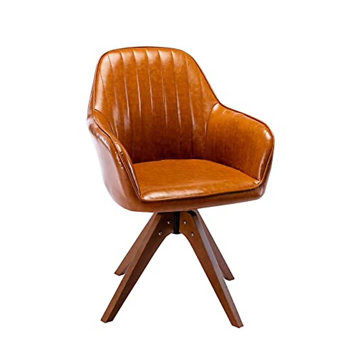 Porthos Home Oran Dining Chair, 360-degree Swivel Seat, Upholstered in Water and Stain Resistant PU Leather, Sturdy Beech Wood Legs, Bucket Chair Style with High Armrests