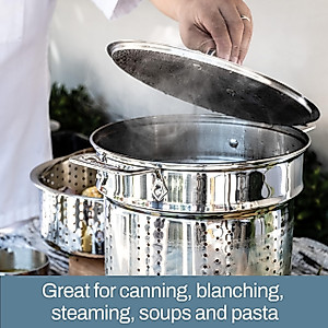 All-Clad Gourmet Accessories Stainless Steel Multi-Pot with Perforated, Steamer Insert, & Lid, 12 Quart, Silver