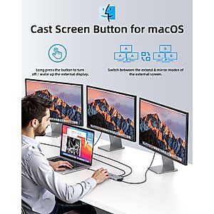 USB C Hub USB C Docking Station Dual Monitor 13 in 1 Triple Display Multiport Adapter with 2 HDMI+DP+8 USB C/A Ports+Ethernet+Audio, USB C Dongle for MacBook/Dell/HP/Lenovo ThinkPad/Surface