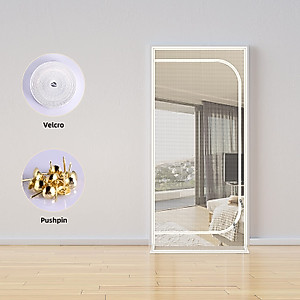 Upgraded Pet Screen Door Fits Doors Up to 36"x84",Heavy Duty Cat Proof Mesh Screen Door with Zipper Closure,Prevent Cats Running Out from Home,Bedroom,Living Room,Kitchen,(White)