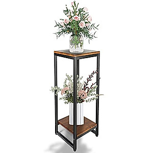 Jo.Devivre 30 inch tall plant stands Indoor ,Tall Metal Single Plant Holder, 2 tier Pedestal Stands, Modern Corner Square Flower Tall Plant Tables Indoor Outdoor (Style D-2 tier)