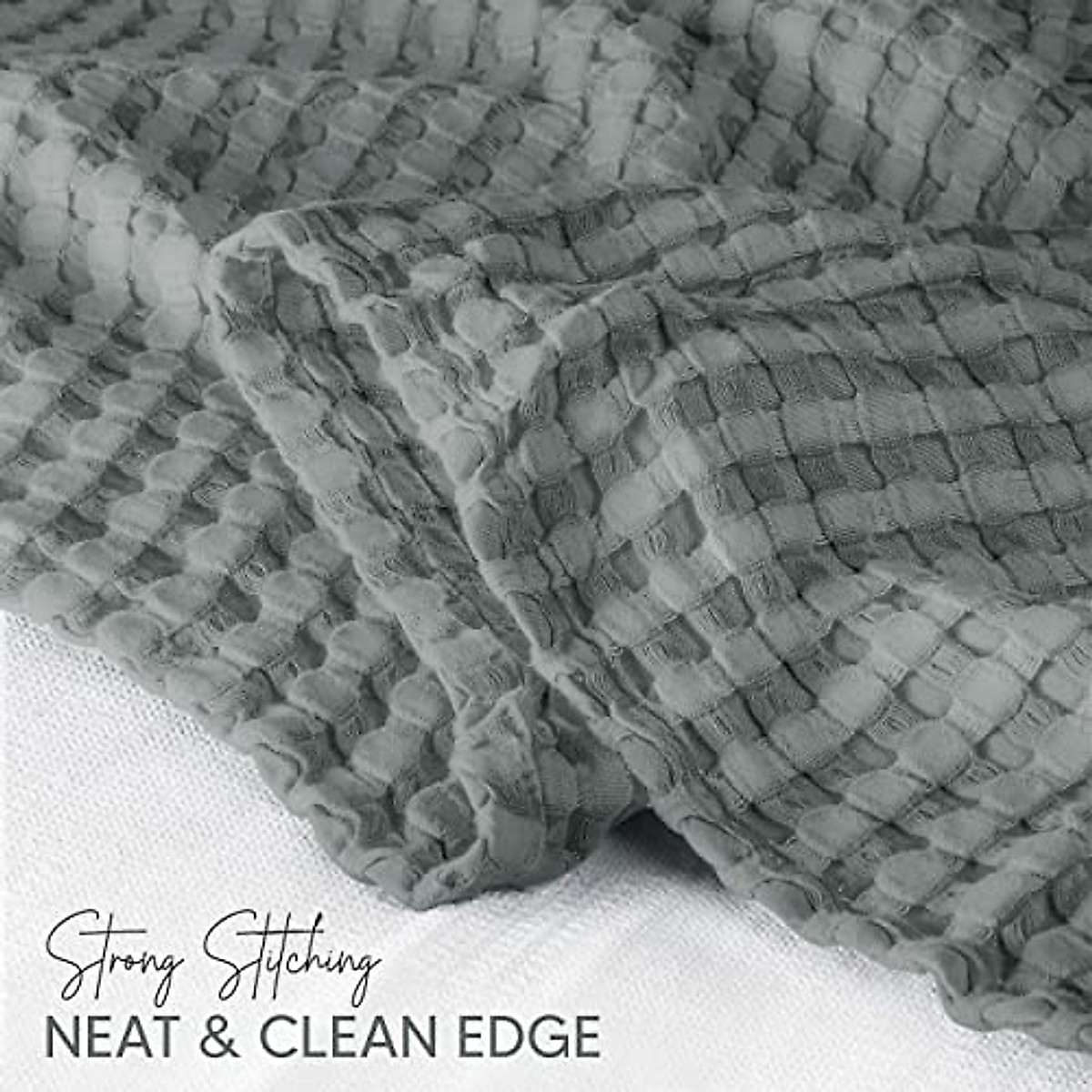 Utopia Bedding Cotton Waffle Blanket 300 GSM (Cool Grey - 90x90 Inches) Soft Lightweight Breathable Bed Blanket Queen Size Layering Any Bed for All Season