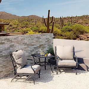 Grand patio Stationary Rocker Set of 2, Motion Chair, Outdoor Patio Seating Chair, Padded Cushion Chair-Grey