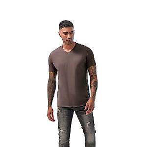 KLIEGOU Men's V Neck T Shirts - Casual Stylish Tees for Men Coffee XXXL