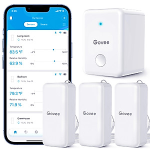 Govee WiFi Hygrometer Thermometer 3 Pack H5151, Indoor Wireless Smart Temperature Humidity Sensor Monitor with Remote App Notification Alert, 2 Years Free Data Storage Export, for Home, Greenhouse
