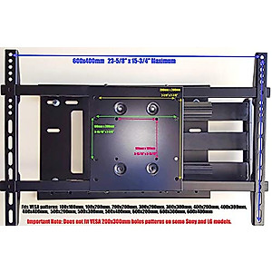 Wall Mount World - 40 Inch Extension Wall Mount - 90 Degree Swivel - 15° Adjustable Tilt Angle - Easy Install - Mounting Hardware Included Fits Sharp LC-58Q620U 58 Inch Display VESA 300x200mm Ready