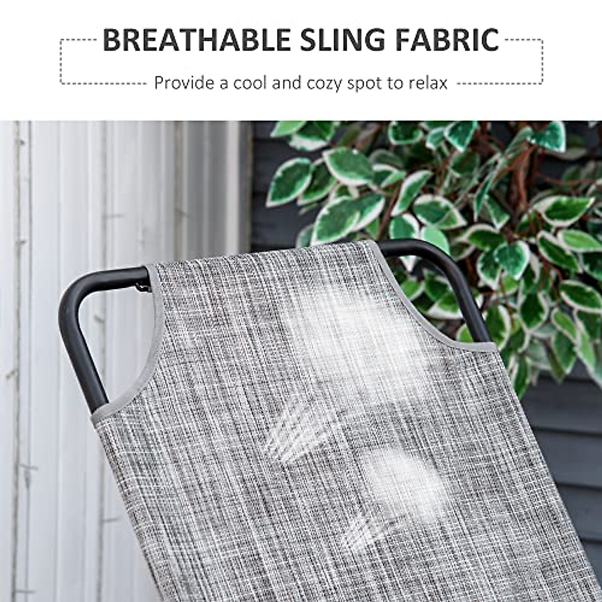 Outsunny Garden Rocking Chair, Outdoor Indoor Sling Fabric Rocker for Patio, Balcony, Porch, Grey