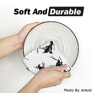 Artoid Mode Silhouette Tree Branches Crows Halloween Kitchen Towels Dish Towels, 18x26 Inch Seasonal Decoration Hand Towels Set of 2