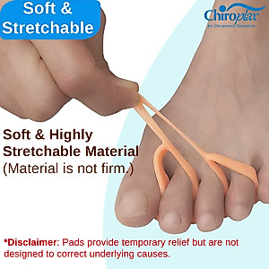 Chiroplax Hammer Toe Cushions Pads Temporary Straightener Corrector Overlapping Relief Separator Crest Splint, 4 Pack (Size Medium, Beige)