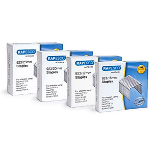 Rapesco 1318 Assorted 923 (Type 23) Heavy Duty Staples 15, 17, 20, 23 mm, Pack of 4000