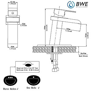 BWE Waterfall Bathroom Faucet Chrome Polished Modern Sink Bath Single Hole Handle Lavatory Vanity Washbasin Mixer Tap Brass Material with Water Faucets Supply Hose